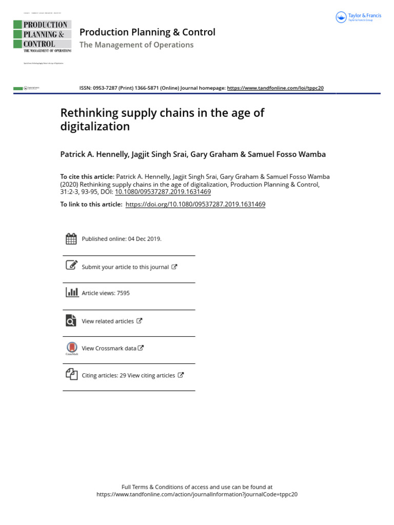 Rethinking Supply Chains in The Age of Digitalization | PDF | Supply Chain | United Kingdom