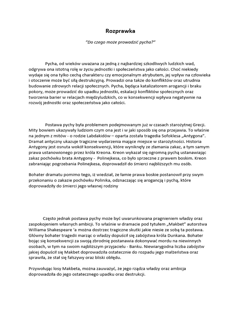 Rozprawka Temat 3 | PDF