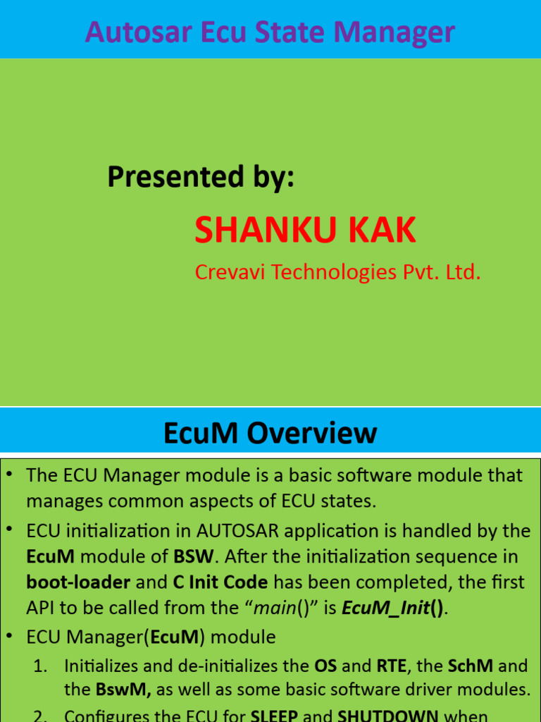 AUTOSAR EcuM | PDF | Booting | Computer Engineering
