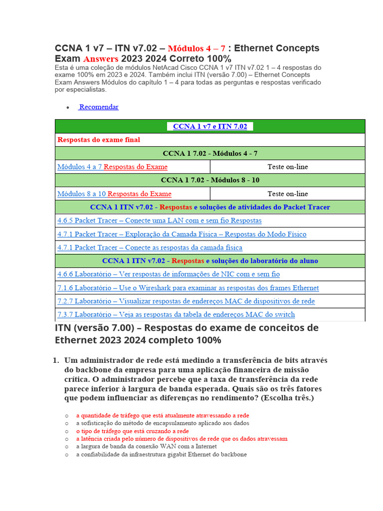 Módulo 4 Á 7 | PDF | Rede de computadores | Comutador de rede