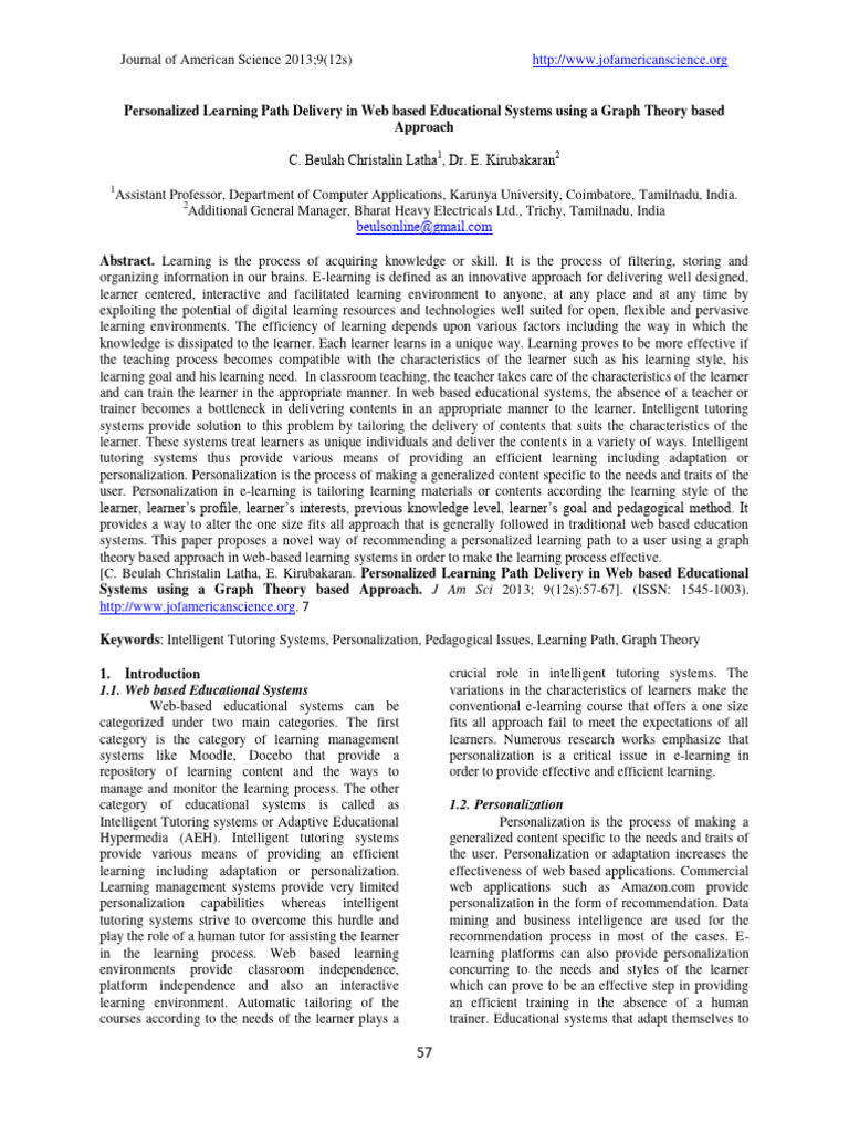 Personalized Learning Graph Theory | PDF | Learning | Educational ... Personalized Learning Graph Theory | PDF | Learning | Educational ...