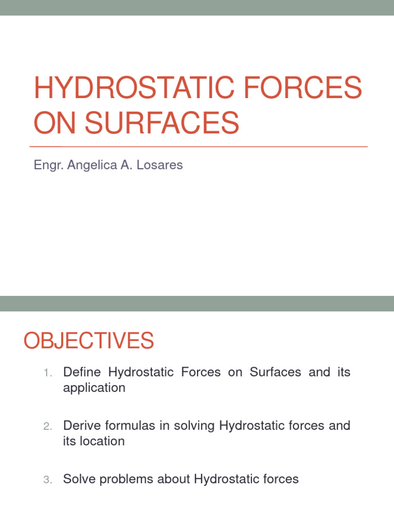 Hydrostatic Forces | PDF | Quantity | Continuum Mechanics