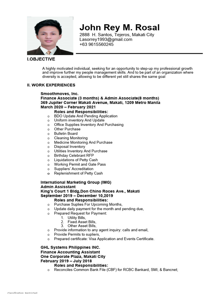 John_CV-1 | PDF | Makati | Service Industries
