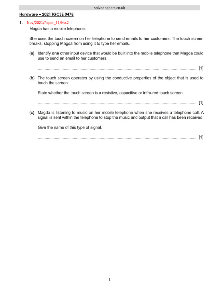 2021 Hardware IGCSE 0478 | PDF