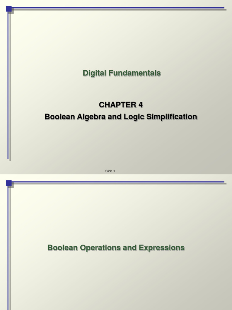 Chapter-4-Boolean Algebra and Logic Simplification | PDF | Boolean Algebra | Teaching Mathematics