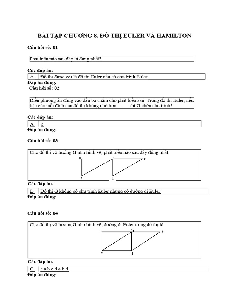 BTTN - Chuong 8 - DT Euler Và Hamilton | PDF