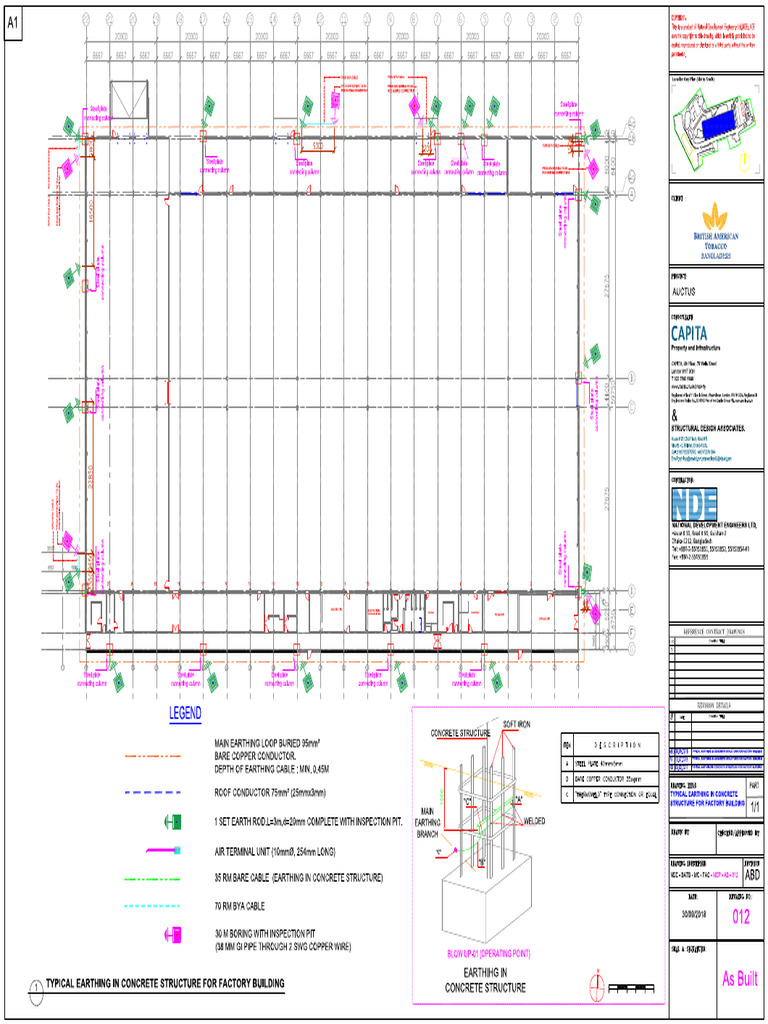 As Built Drawing for Earthing in Concrete Structure in FACTORY BUILDING | PDF