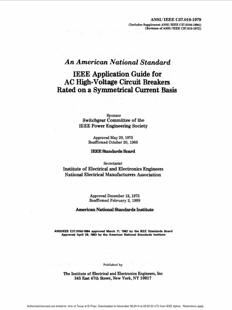 Ieee Application Guide For Ac Highvoltage Circuit Breakers Rated | PDF ...