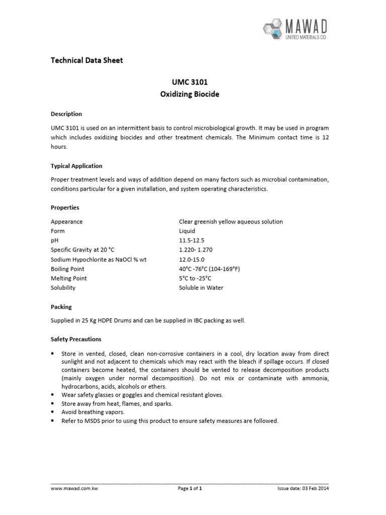 UMC 3101 Technical Data Sheet | PDF