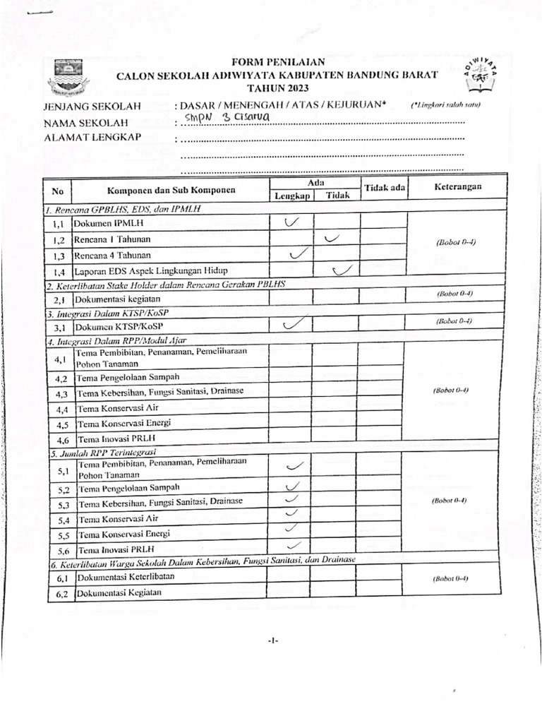 Form Pembinaan SMPN 3 CISARUA | PDF