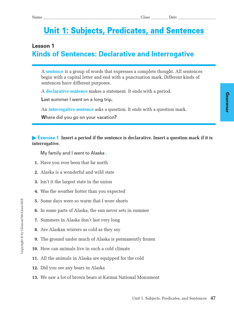 Grade 7 English Grammar - Kinds of Sentences | PDF | Sentence (Linguistics) | Question