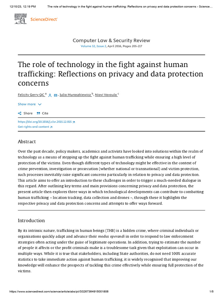 The role of technology in the fight against human trafficking ... The role of technology in the fight against human trafficking ...