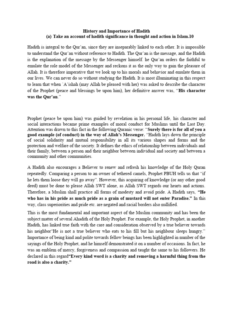 Significance of Hadith in Islam | PDF | Prophets And Messengers In ...