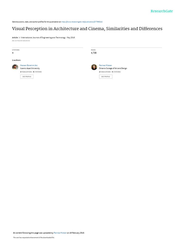 Visual Perception in Architecture and Cinema Simil | PDF | Retina | Eye