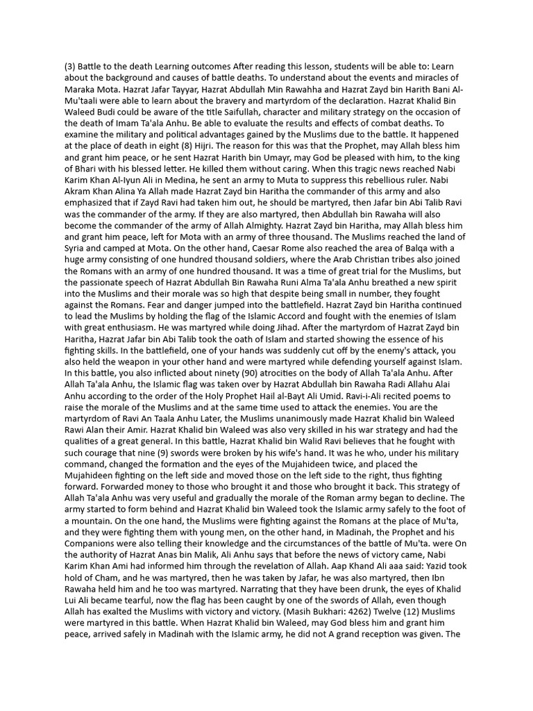 Battle of Mutta | PDF | God In Islam | Muhammad