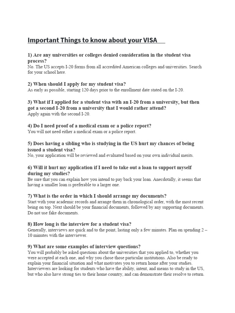 VISA Questionaire | PDF