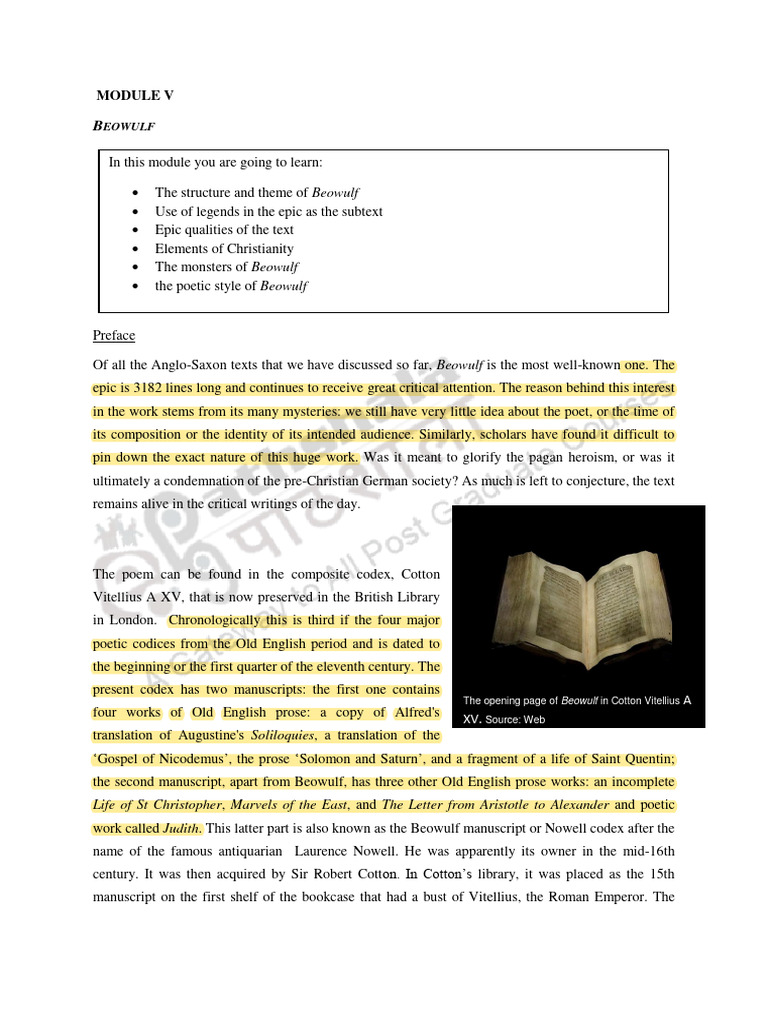 Beowulf: Structure, Themes, and Legends | PDF | Beowulf