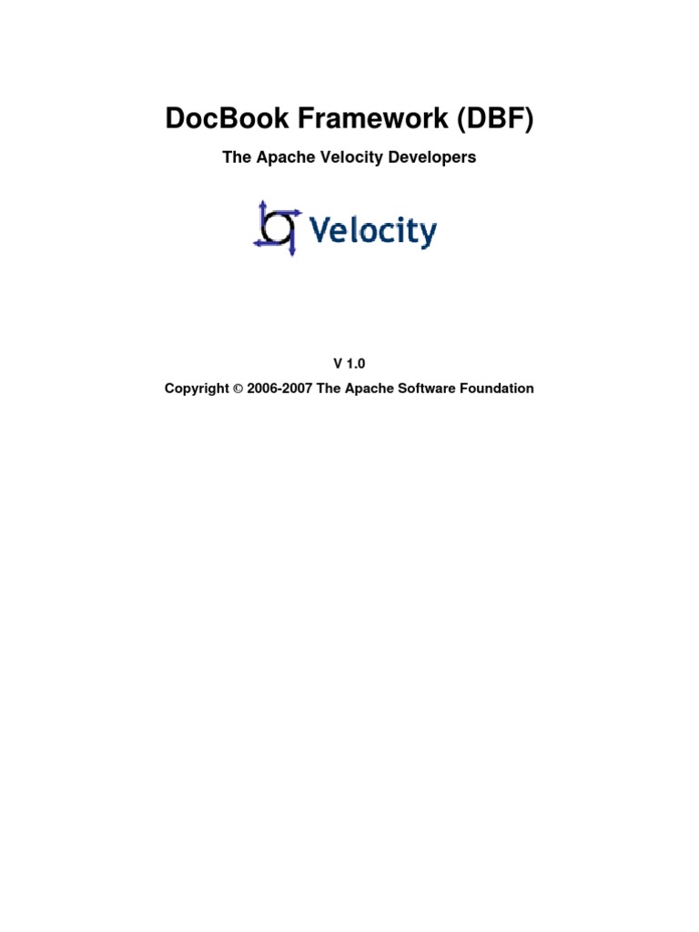 Velocity DocBook-Framework-1.0 | PDF