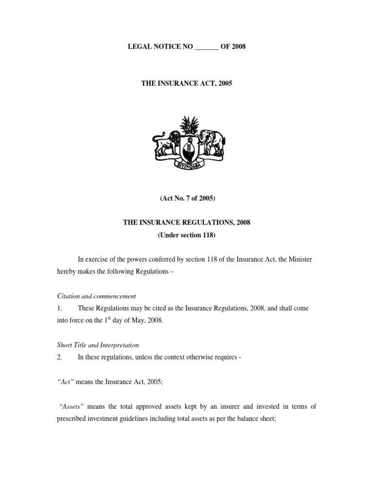Insurance Regulations Overview 2008 | PDF | Insurance | Liability Insurance