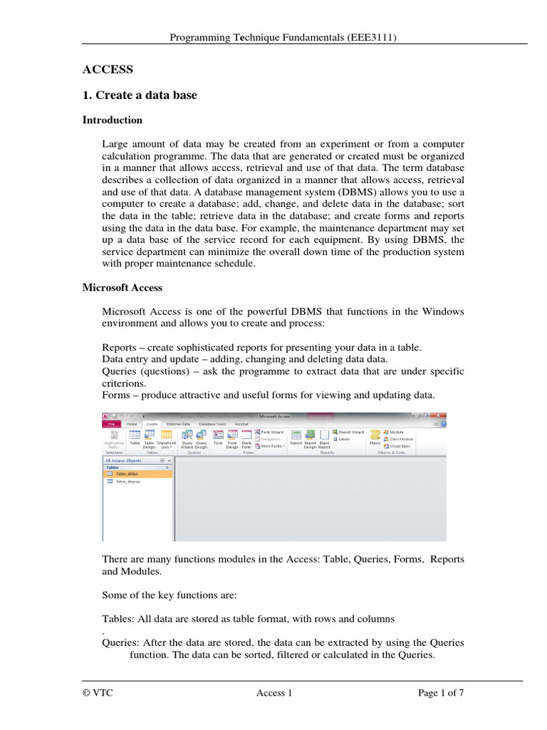 Access 1 | PDF | Databases | Data