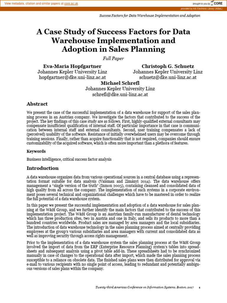 Case Study Dwh Pdf Data Warehouse Enterprise Resource Planning