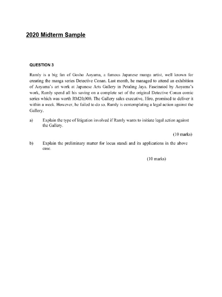Law 033 Midterm Practice Sample | PDF | Lawsuit | Standing (Law)