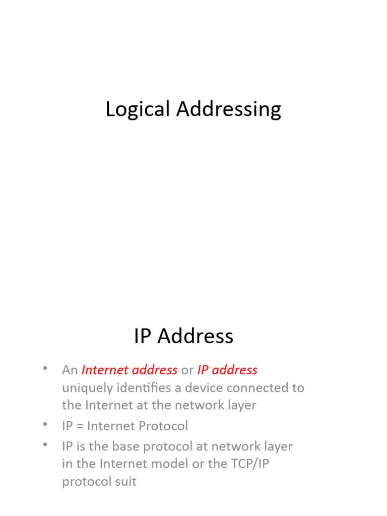 Lecture 6 Logical Addressing | PDF | Ip Address | Computer Networking