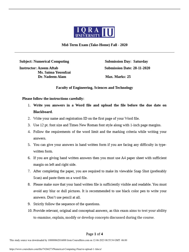 Numerical Computing Final To Upload 1 1 | PDF
