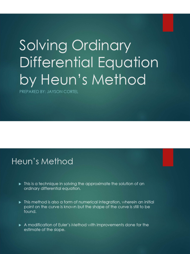 ODE Heuns Method | PDF | Equations | Algorithms