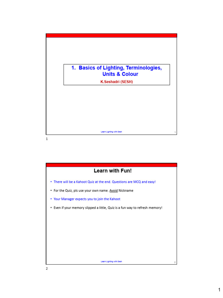 Notes Lighting Lesson-1 | Download Free PDF | Lighting | Compact ...