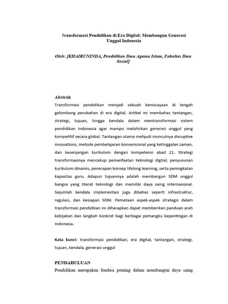 Transformasi Pendidikan Di Era Digital | PDF