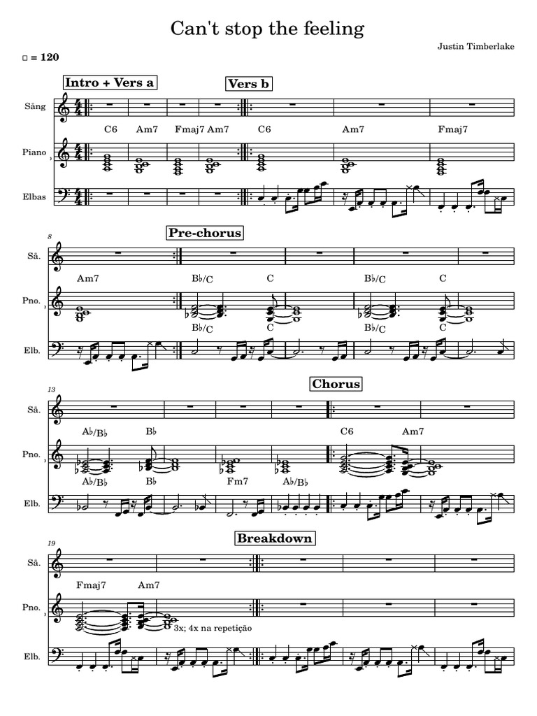Cant Stop The Feeling | PDF | Justin Timberlake