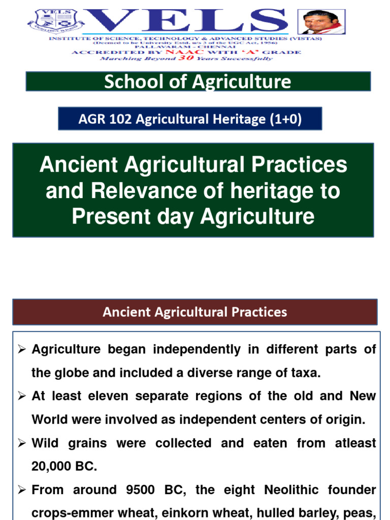 Ancient Agricultural Practices & Relevance of Heritage To Present Day ...