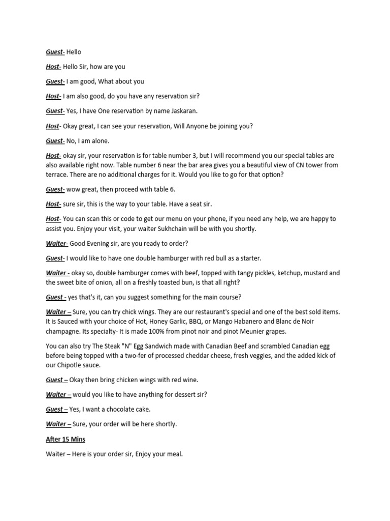 F&B Menu script | PDF | Hamburgers | Cooking