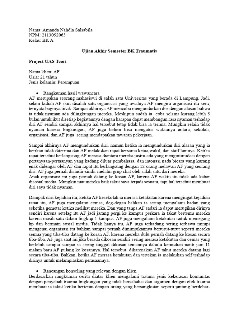 Uas BK Traumatis - Amanda Nahdla Salsabilla - 2113052063 | PDF