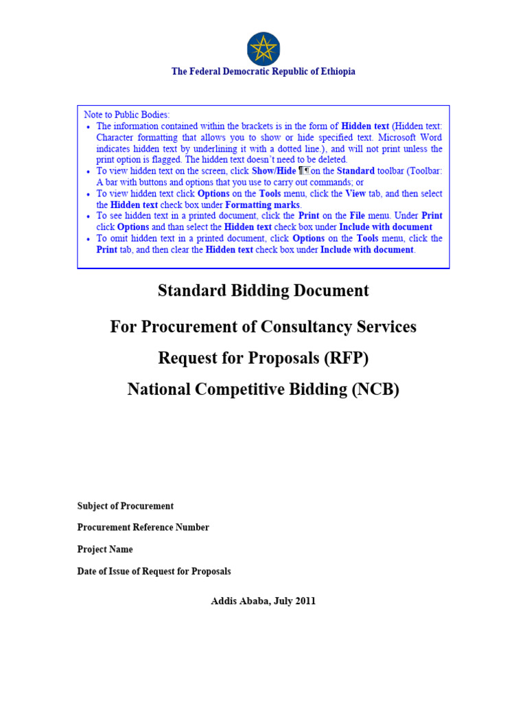 SBD Consultancy (NCB) - November-Final | PDF | Request For Proposal | Consultant