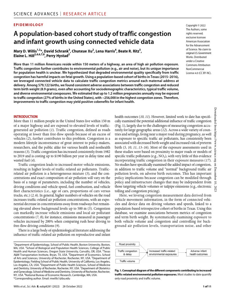 A Population-Based Cohort Study of Traffic Congestion | PDF | Air ...