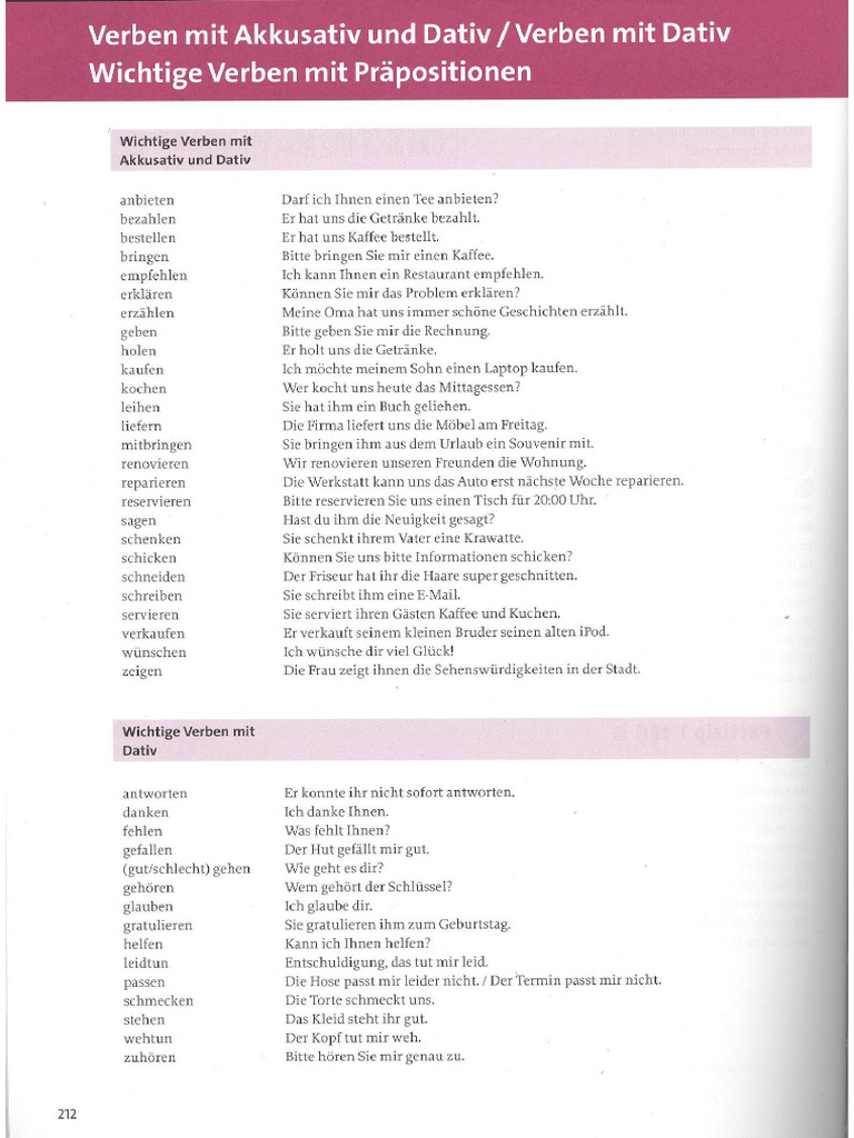 Grammatik_ Verben mit Dativ AKK Liste_231102_072604 | PDF