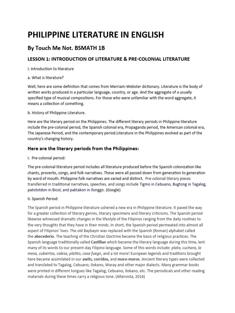 Philippine Literature in English | PDF | Philippines | Tagalog Language