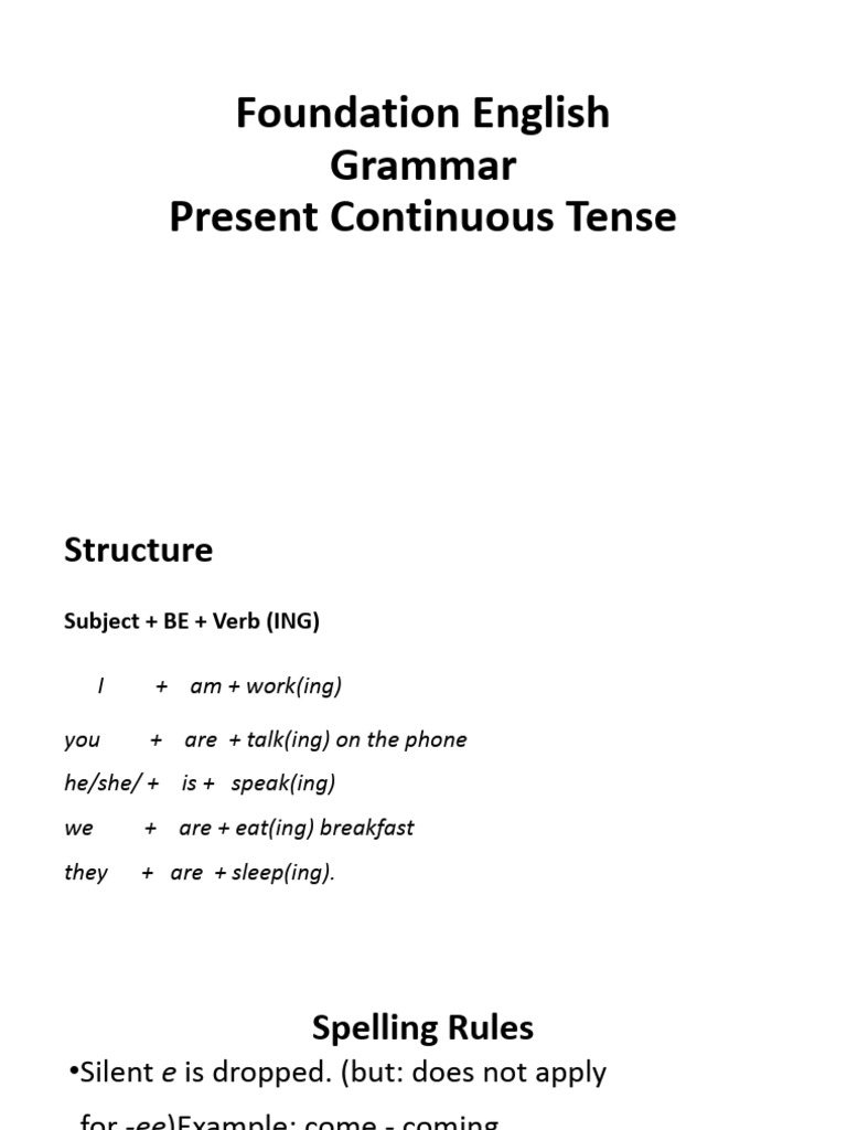 Present Continuous Slides | PDF | English Language | Linguistics
