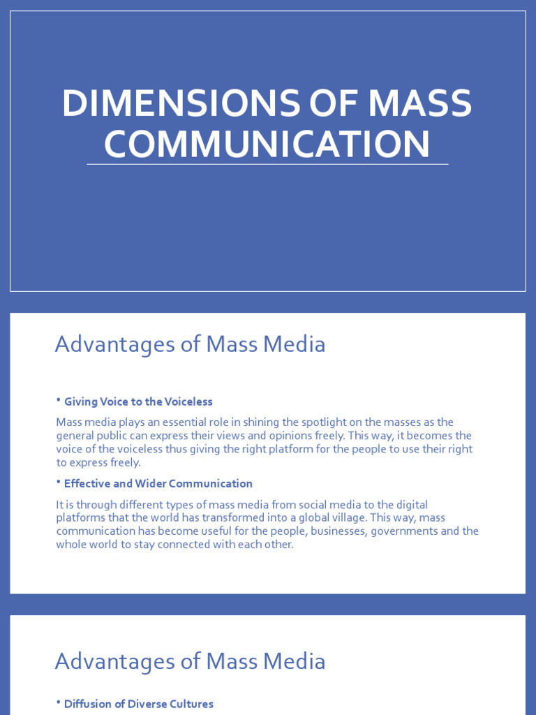Dimensions of Mass Communication | PDF | Newspapers | Mass Media