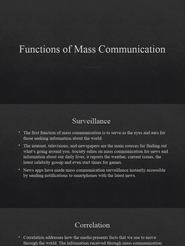 Functions of Mass Communication | PDF | Mass Media | Persuasion