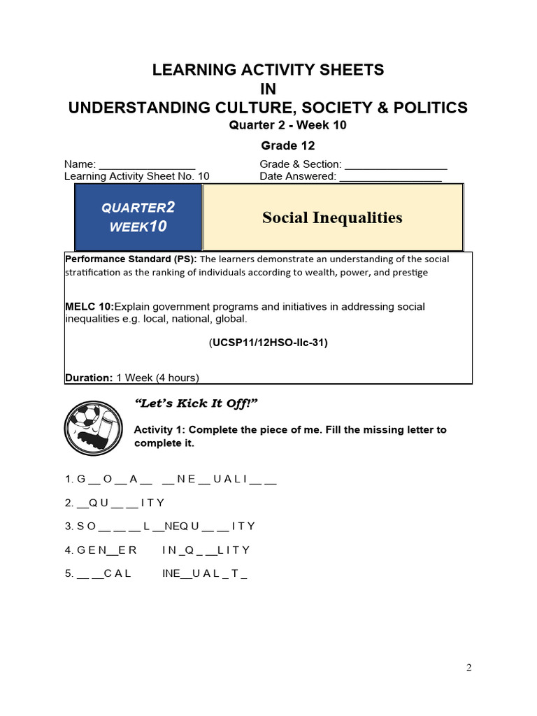 UCSP Quarter2 Week 10 | PDF | Discrimination & Race Relations | Social Inequality