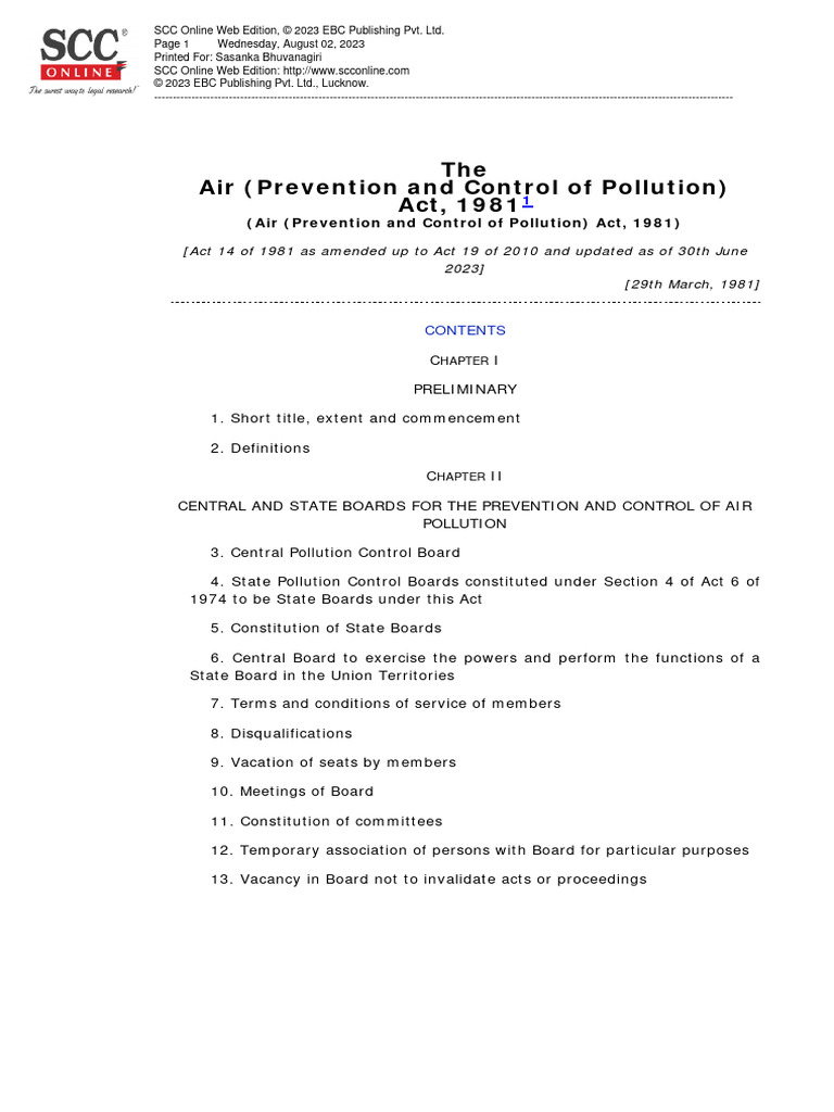 N Air Prevention and Control of Pollution Act 1981 Sasankallb Gmailcom ...