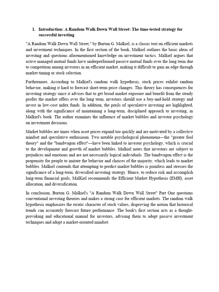 Financial Management - A Random Walk Down Wall Street Case Study | PDF ...
