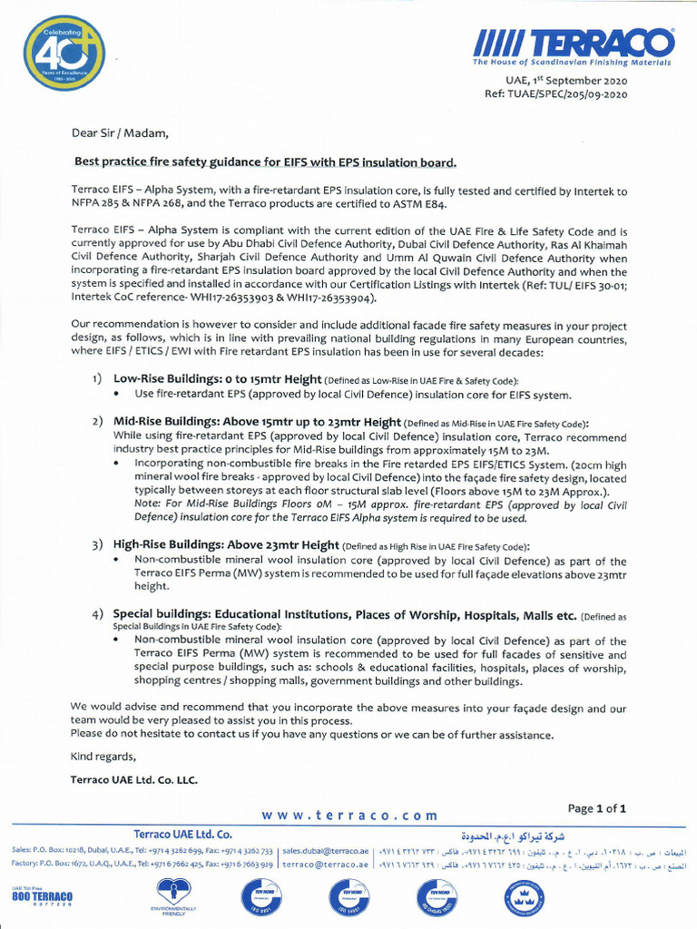 Best Practice Guidance For EIFS With EPS (TUAE-205!09!2020) | PDF