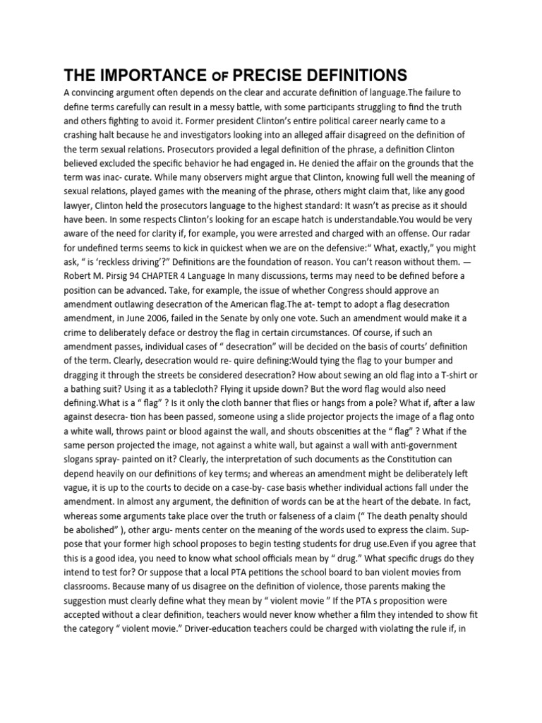 The Importance of Precise Definitions | PDF