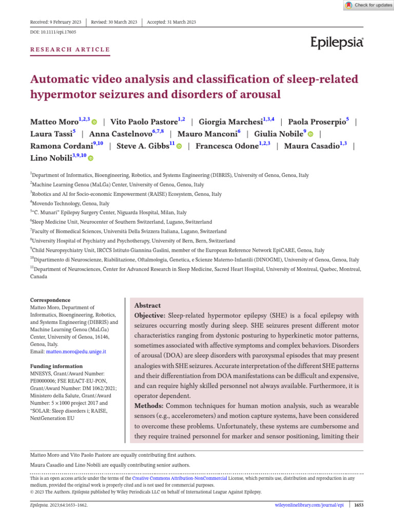Epilepsia - 2023 - Moro | PDF | Statistical Classification | Cognitive Science