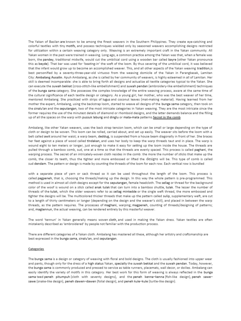The Yakan of Basilan | PDF | Loom | Weaving