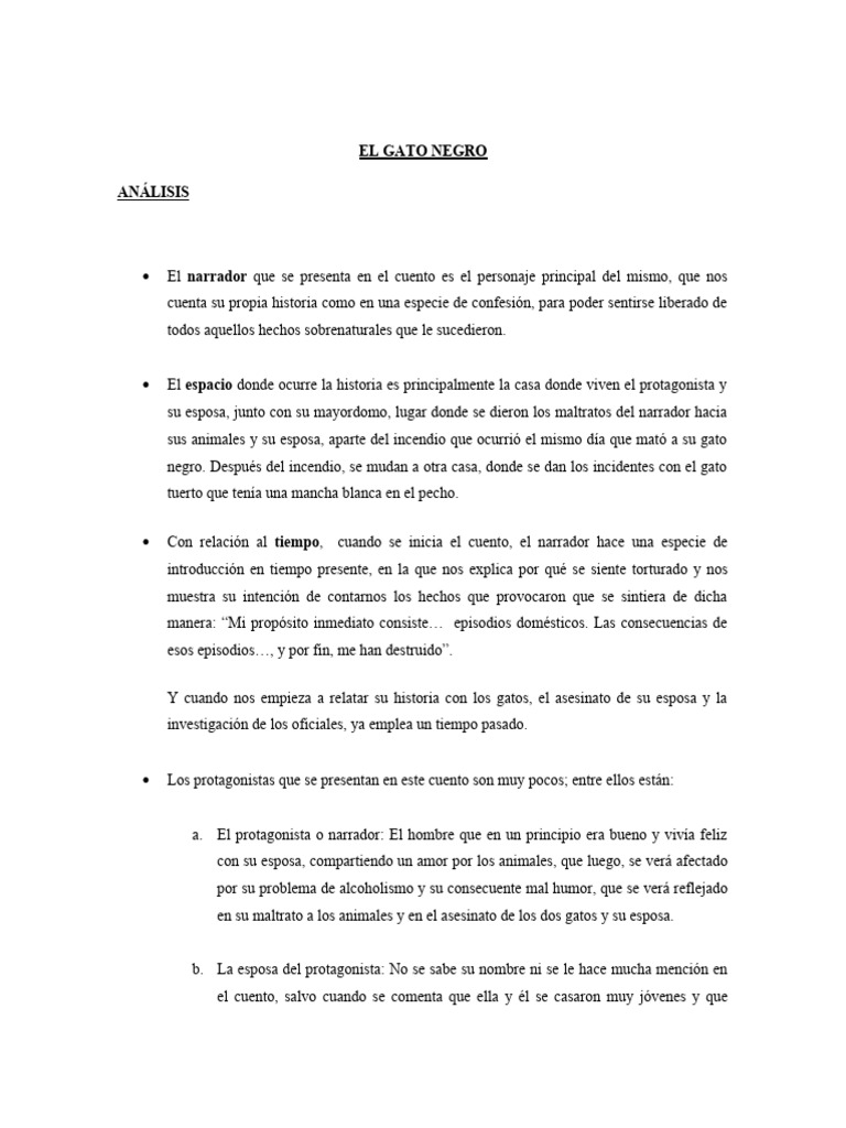 Analisis Literario Del Cuento de Edgar A | PDF | Gatos | Cuentos